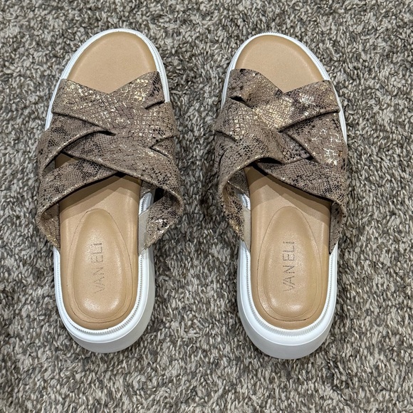 Vaneli | Shoes | Vaneli Metallic Snake Print Slide Sandals Sz 6 ...